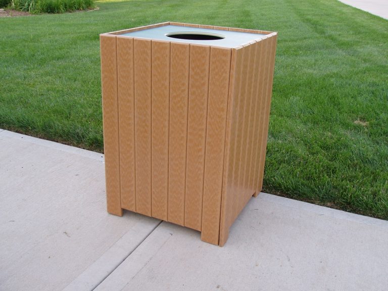 Standard-duty Square Recycled Plastic Trash Receptacle - Park Warehouse