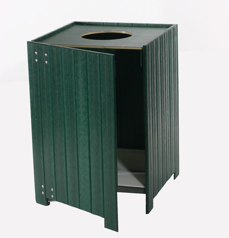 Standard-duty Square Recycled Plastic Trash Receptacle - Park Warehouse