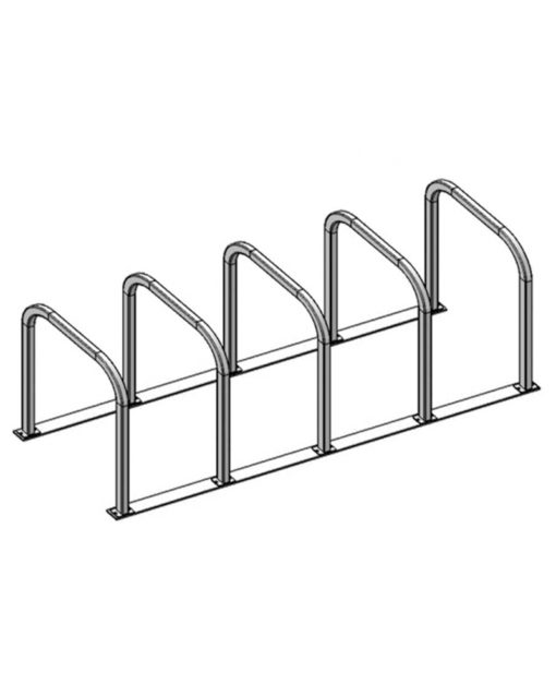 Inverted U Bike Rack on Rails - 2 3/8"OD Round Tube - Park Warehouse
