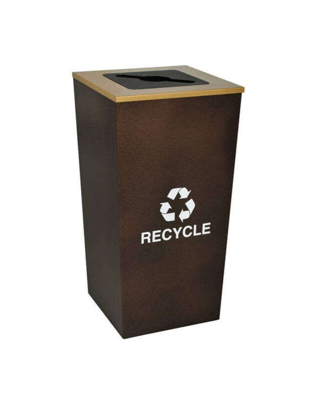 Metro Collection - Single Stream Recycling Receptacle - Hammered Copper ...