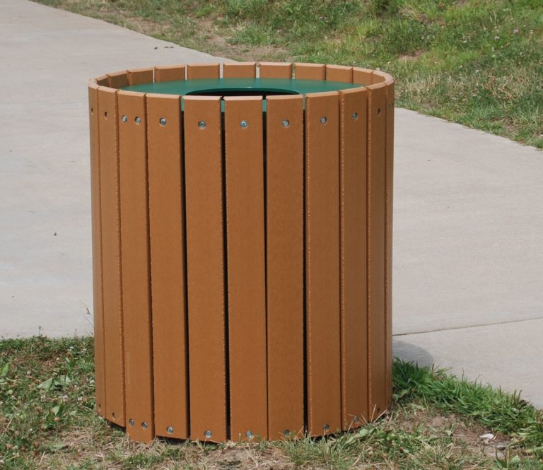Standard-duty Round Recycled Plastic Trash Receptacle - Park Warehouse
