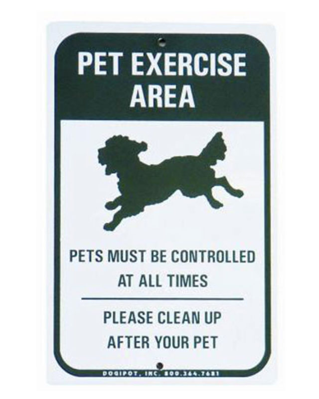 "Pet Exercise Area" Aluminum Reflective Pet Sign - DOGIPOT - Park Warehouse