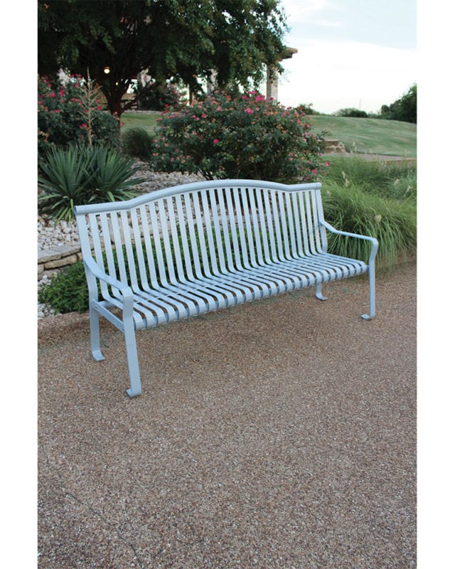Skyline Strap Metal Bench with Arched Back - Park Warehouse