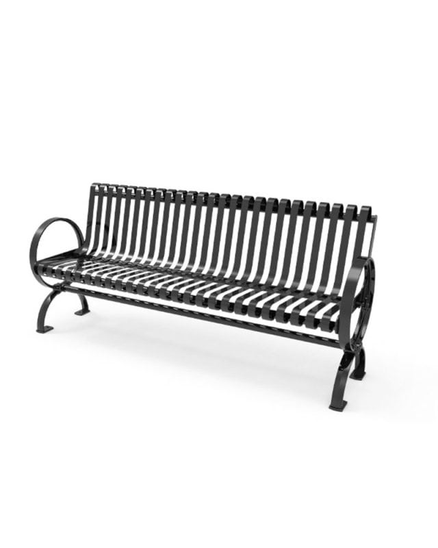 Rolled Steel Strap Bench with Cast Aluminum Ends - ParkTastic - Park ...