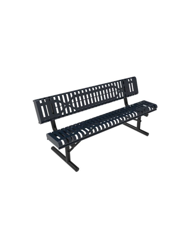 Strap Metal Bench with Rolled Edges and Back - ParkTastic - Park Warehouse