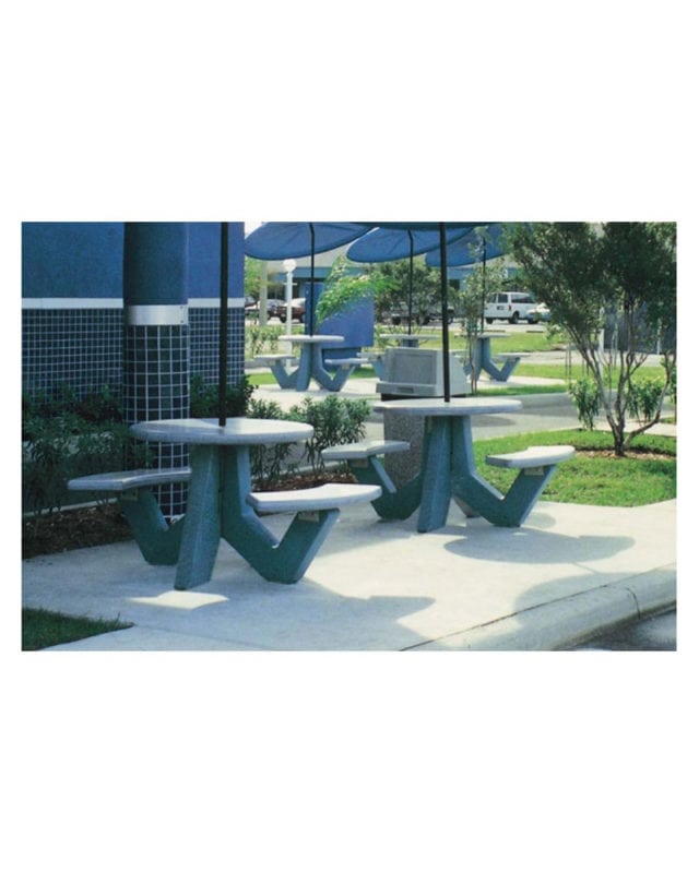 Two Bench - Picnic Table - Round - Concrete - Park Warehouse