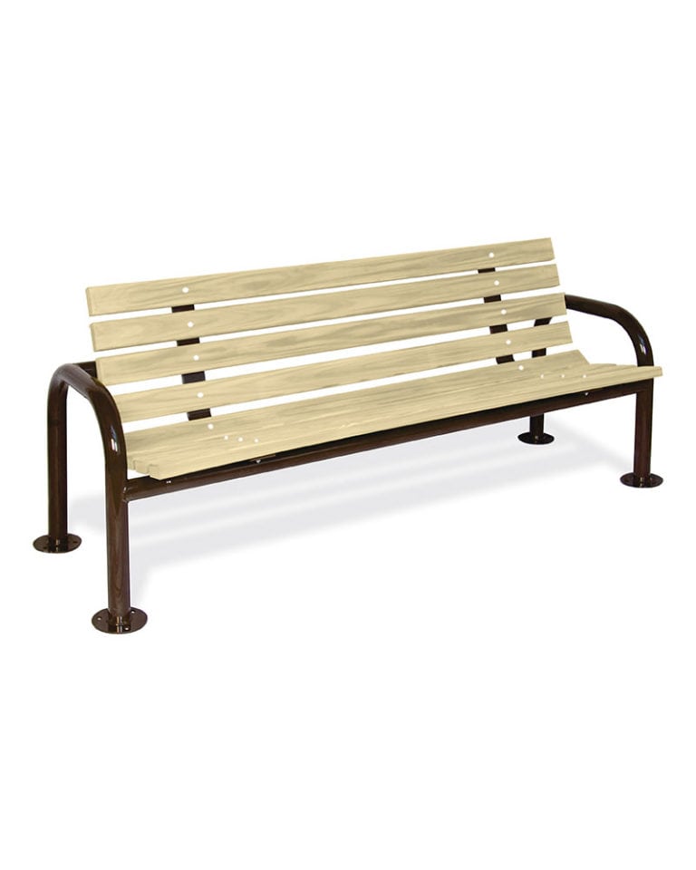 6ft - Contour - Park Bench - w/ Back - Slatted - Double Post - 2" x 4 ...