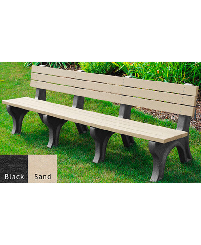 Deluxe Bench - With Back - Recycled Plastic - Park Warehouse