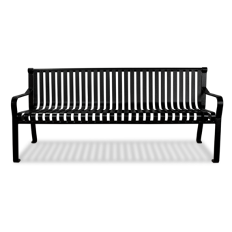 6' Steel Strap Bench with Straight Back - Powder Coated - Black - Park ...